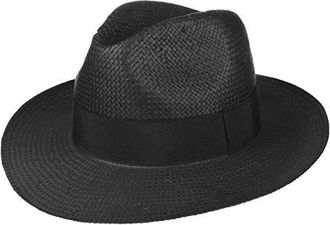 LIPODO Chapeau en Paille Black Mountain d&acute;ete Bogart (XL (60-61 cm) - Noir)