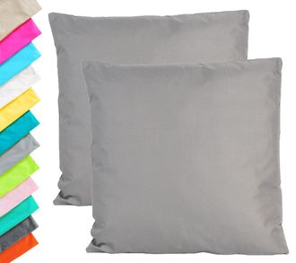 JACK 2er Set Outdoor Kissenhülle Kissenbezug 45x45cm Wasserfest Sitzkissen Lounge Kissen Garten Stuhl Lotus Effekt, Farbe:Grau