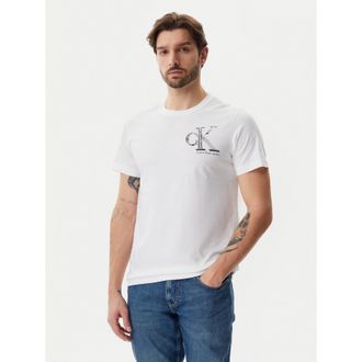 Calvin Klein Jeans T-Shirt Meta Monogram J30J325498 Wei&szlig; Regular Fit