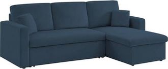 Sweeek Canap&eacute; dangle Convertible en Velours c&ocirc;tel&eacute; Bleu - IDA - 3 Places. Fauteuil dangle r&eacute;versible Coffre Rangement lit modulable