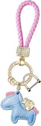 Generic Porte-cl&eacute;s &agrave; breloques avec motif cheval en cuir synth&eacute;tique et m&eacute;tal pour cadeaux et personnalisation Porte-cl&eacute;s en polyur&eacute;thane, bleu, taille unique