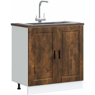 vidaXL Vidaxl - Meuble bas pour &eacute;vier Porto ch&ecirc;ne fum&eacute; bois ing&eacute;nierie