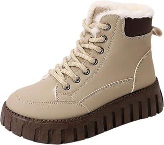 Generic Bottes dhiver pour femme - Bottes dhiver &agrave; tige haute doubl&eacute;es en polaire avec semelle &eacute;paisse - Bottes courtes d&eacute;contract&eacute;es et chaudes - Chaussons e