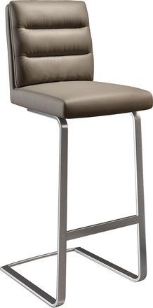 DELIFE Barstuhl Pela-Flex Freischwinger flach Edelstahl Echt-Leder Schlamm Taschenfederkern