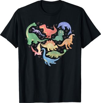 Trendy Apparel Multiple Dinosaurs Arranged Heart Shape T-Shirt
