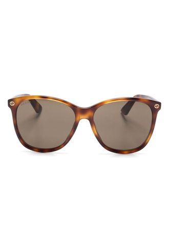 Gucci lunettes de soleil &agrave; monture ronde - Marron