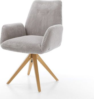 DELIFE Esszimmerstuhl Zoa-Flex Cord Silbergrau Holzgestell kantig Natur Taschenfederkern, Esszimmerst&uuml;hle