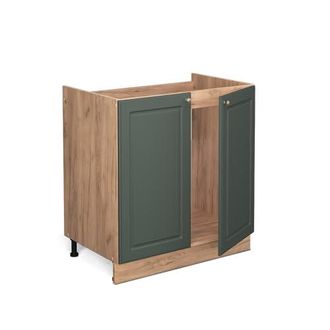 Vicco Meuble Bas sous-évier Fame-Line, Vert Or Campagne/Chêne de Force doré, 80 cm, PT Chêne