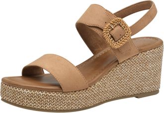 Marco Tozzi Damen Sandalen mit Keilabsatz mit Klettverschluss Sommer, Braun (Nougat), 40 EU