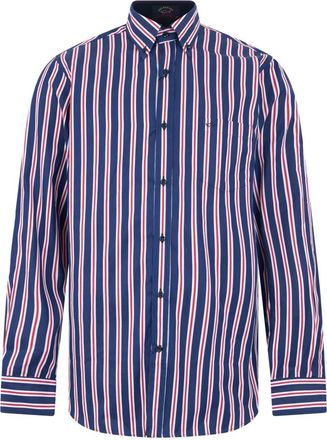 Paul & Shark Homme, Chemises, Bleu, Taille: 8XL Chemise ray&eacute;e &agrave; manches longues