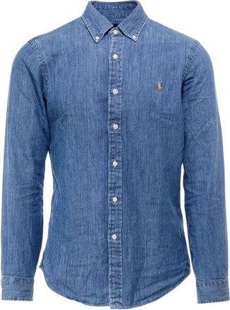 Polo Ralph Lauren Homme, Chemises, Bleu, Taille: M Chemise Denim Boutonn&eacute;e Manches Longues Logo Brod&eacute;