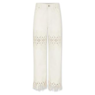 Paco Rabanne Denimhose mit geometrischen Stickdetails - - Jeans - Damen - Wei&szlig; - W25