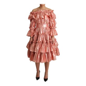 Dolce & Gabbana A-Linien-Langarmkleid mit Metallic-Akzenten - - Dresses - Damen - Rosa - 2XS