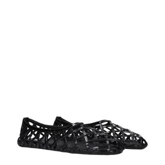 Alaia Lattice Patent Leather Flat - Black