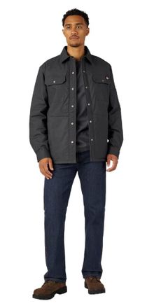 Dickies Outerwear for Men, Flex Duck Shirt Jacket, Water Repelling Technology, Black, 3XL
