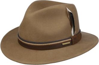 Stetson Chapeau en Laine Cooperton Traveller Homme - de Feutre avec Bandeau Cuir Automne-Hiver Automne Hiver - XXL (62-63 cm) Beige