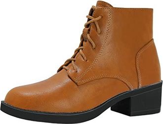 Dadawen Femme Bottines Bloc Heel Bottes Chelsea à Lacets 4.5CM Heels - Brun 43