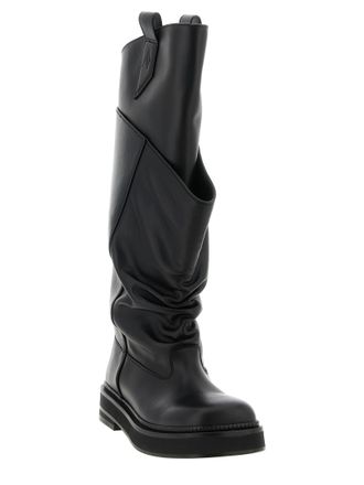 The Attico Womens Black Calfskin Over The Knee Shoe