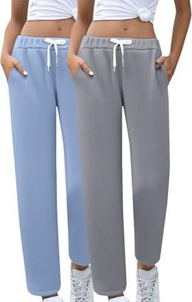 Generic Lot de 2 Pantalon De Running Femme Chic &Eacute;t&eacute; Pant Longue Stretch Tendance Comfy Streetwear D&eacute;tente Mode Costume Classique Basique Taille Elastique 2026