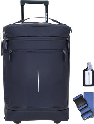New Rebels Trolley Handgep&auml;ck Herren Damen Reise Koffer Gep&auml;ck Bag Harper Pro 50 cm 30 L Schultergurt Trolly Weekender Over Night Sauna Tasche + Koffergurt (Blac