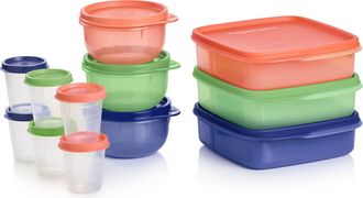 Tupperware Lunch-Bunch 24-teiliges Frischhaltedosen-Set in mehreren Farben, sp&uuml;lmaschinenfest und BPA-frei (12 Beh&auml;lter, 12 Deckel)