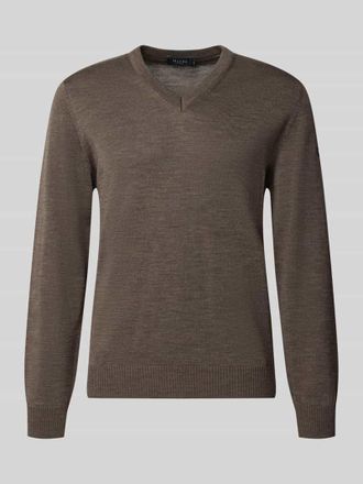 Maerz Regular Fit Strickpullover aus reiner Schurwolle mit V-Ausschnitt