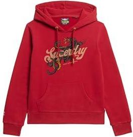 Superdry Sweat &agrave; capuche pour femme avec inscription tatouage et graphisme, Dahlia rouge, 36