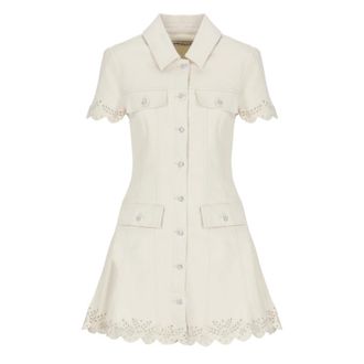 Self Portrait Femme, Robes, Beige, Taille: 40 FR Broderie Denim Mini Dress