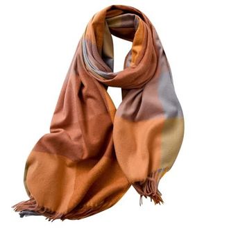 Generic &Eacute;charpe Longue &agrave; Carreaux pour Femmes - &Eacute;tole Chaud dautomne et Hiver en Tartan - Enveloppant &Eacute;pais (Gold, One Size)