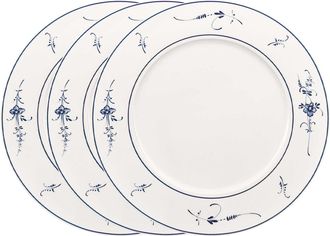 Villeroy & Boch Vieux Luxembourg Platzteller 3er Set, 30 cm, Servierteller mit blauem Dekor, Premium Porzellan, Wei&szlig;/Blau