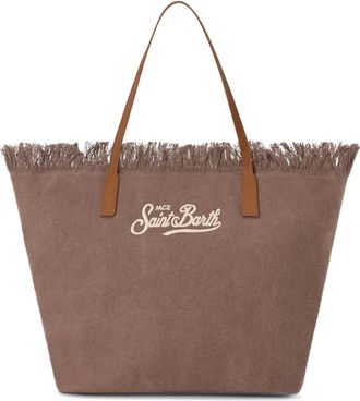 MC2 Saint Barth Femme, Sacs, Brun, Taille: ONE Size City Bag Fringe - Canvas 18 Emb