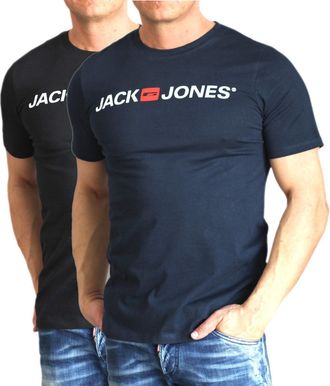 Jack & Jones Herren 2er-Set T-Shirts aus Baumwolle, Multi-Pack (Corp-Black/Corp-Navy) XXL