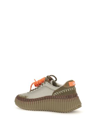 Chlo&eacute; Womens Sneakers Nama Army Green Trainers