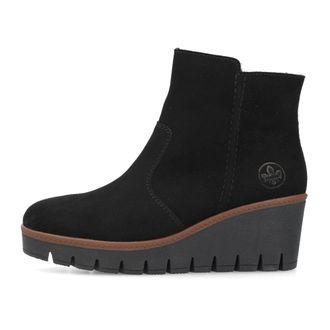 Rieker Schwarze Wildleder Keil Stiefeletten - - Shoes - Damen - Schwarzk - 39 EU