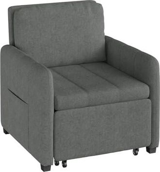 Woltu Canap&eacute; Lit 3-en-1, Fauteuil Convertible avec Dossier Inclinable en 5 Positions, Canap&eacute; Pliable pour Les Petits Espaces, Tissu &Eacute;ponge Respirant, Gris F
