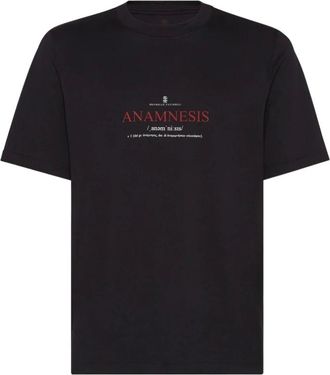 Brunello Cucinelli Homme, Tops, Noir, Taille: S Anamnesis Print Logo T-Shirt