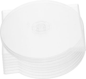 SOLUSTRE 20 Stück Teiliges DVD Rundhüllen Transparente Halbkreisförmige Clamshell Disc Cases Robuste Kunststoffaufbewahrung für Discs Einfache Beschriftung Sti