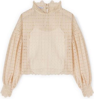 Motivi Femme, Blouses et Chemises, Blanc, Taille: 36 FR Blouse ajour&eacute;e Broderie Anglaise