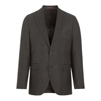 Oscar Jacobson Fogerty Regular Fit Blazer Microstruktur - - Suits - Herren - Braun - 3XL