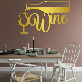 Generic Moderne minimalistische Wanddekoration aus Metall: Weingl&auml;ser, ideal f&uuml;r Wohnzimmer, Schlafzimmer oder B&uuml;ro (Gold, 135 x 86 cm, 53 x 34 Zoll)