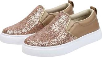 Generic Femme Chaussures Plates Slip-on &agrave; Paillettes Baskets sans Lacets Tendances SneakersMocassins Basses Chaussures De Marche L&eacute;g&egrave;re Respirant Confortable 