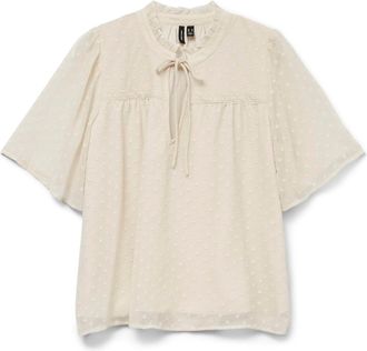Vero Moda Damen Vmleah Ss Lace Top WVN Ga Noos, Pumice Stone, Small