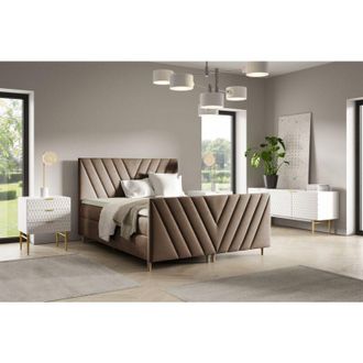 Fun M&ouml;bel Boxspringbett Schlafzimmerbett carlito 120x200cm in Stoff Fresh Braun