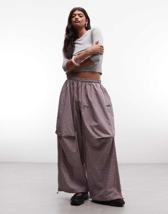 Collusion Pantalon de jogging baggy oversize - Rose &agrave; carreaux