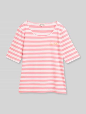 Tom Tailor Regular Fit T-Shirt aus Baumwoll-Mix mit Stickerei