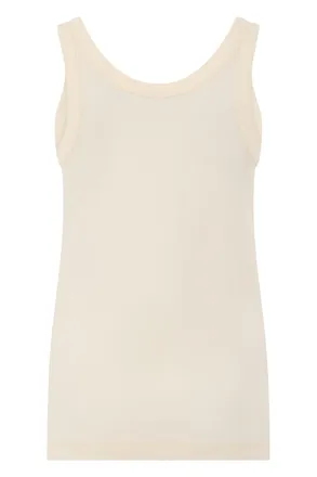 Christophe Lemaire Womens Top Off-Shoulder Sleeveless Cotton Sand Vests & Tank Tops