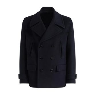 Dondup Manteau Pea en Velours M&eacute;lange Laine - Homme - Manteaux - Bleu - Taille: M