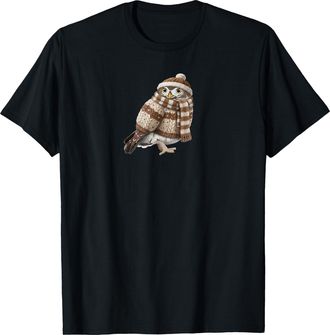 jz.birds Eule mit Strickm&uuml;tze Vogelfreund Singvogel Biologe Vogel T-Shirt