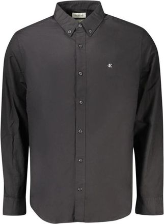 Calvin Klein Schwarzes Baumwoll Herrenhemd Klassische Passform - - Shirts - Herren - Schwarzk - M