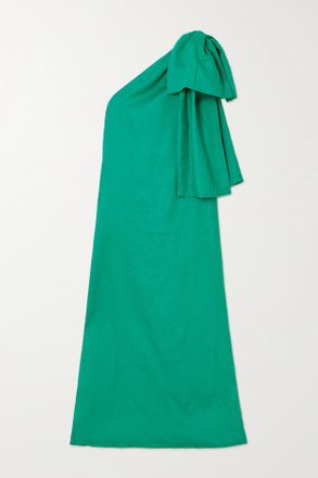 Bernadette Winnie Asymmetrische Robe Aus Leinen Mit Schleife - Gr&uuml;n